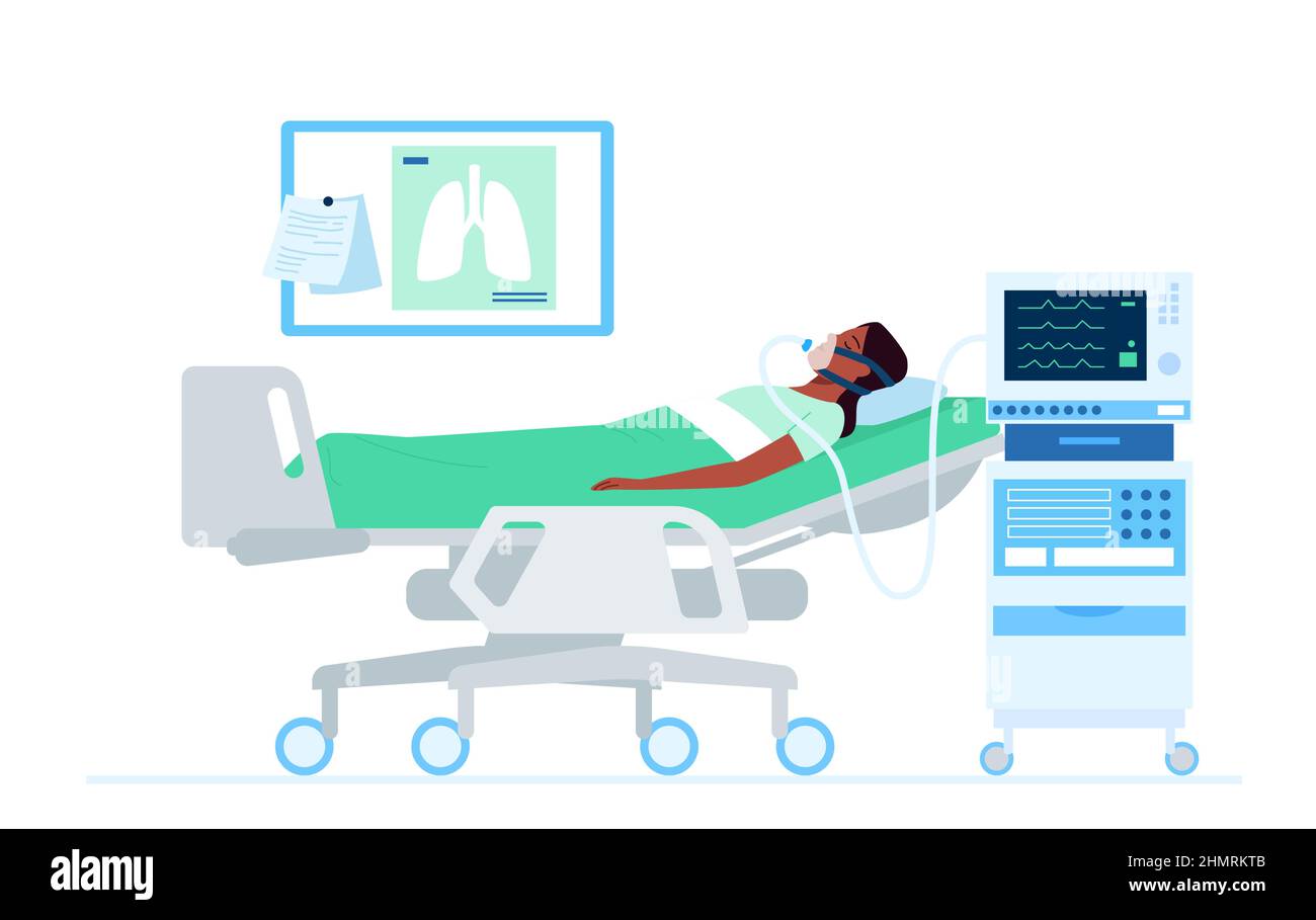 Patient intensive care with artificial lung ventilation Stock Vector ...