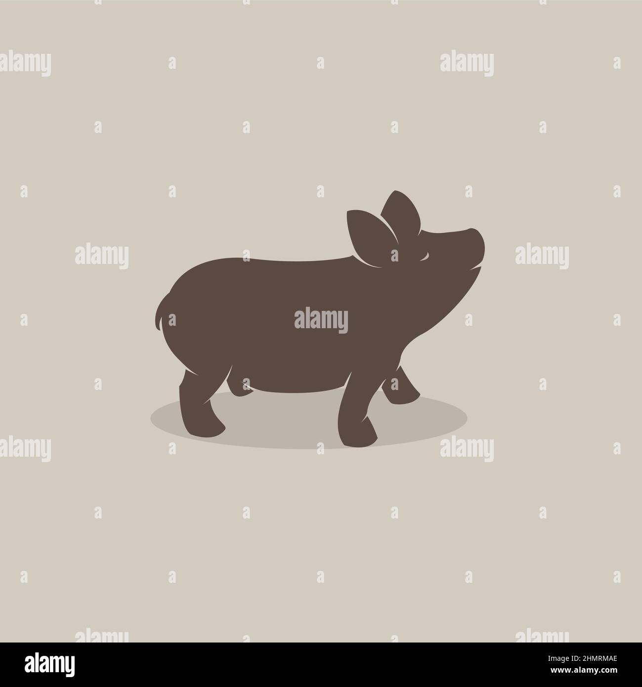 Vector of a pig on brownish background. Easy editable layered vector ...