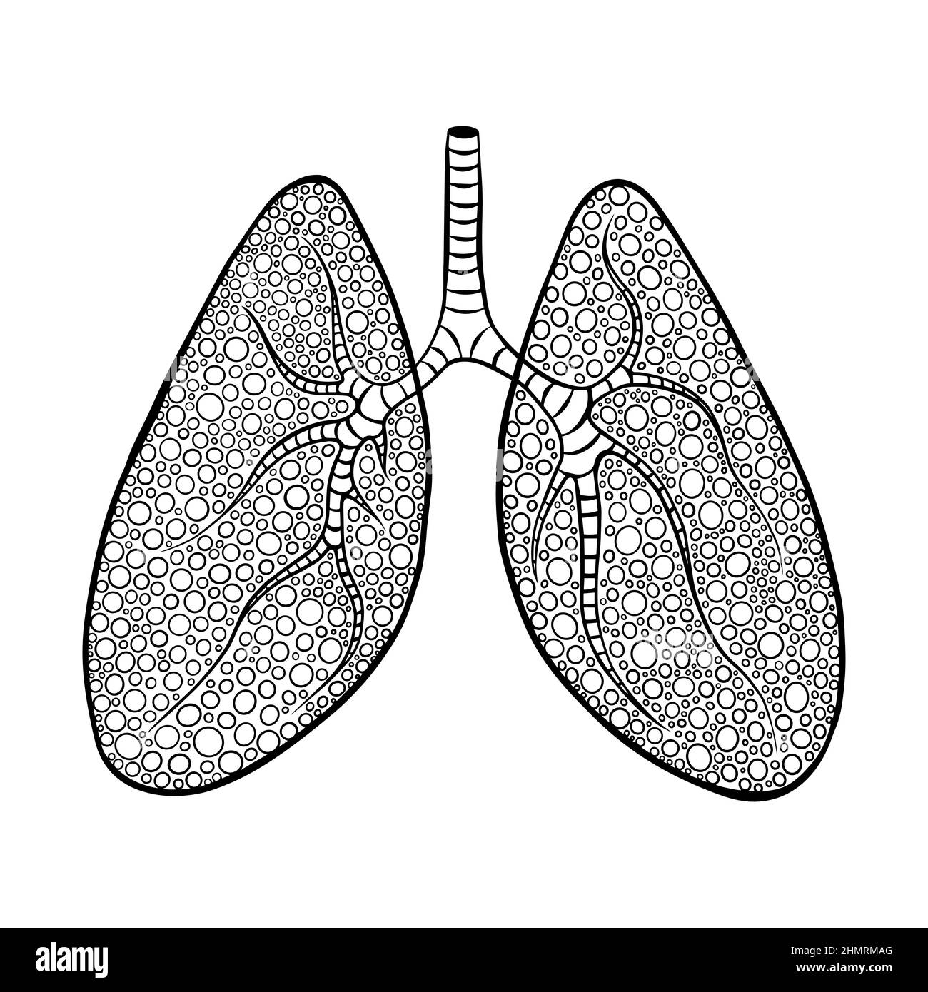 Lungs art. Cute internal organ hand drawn icon isolated on white ...
