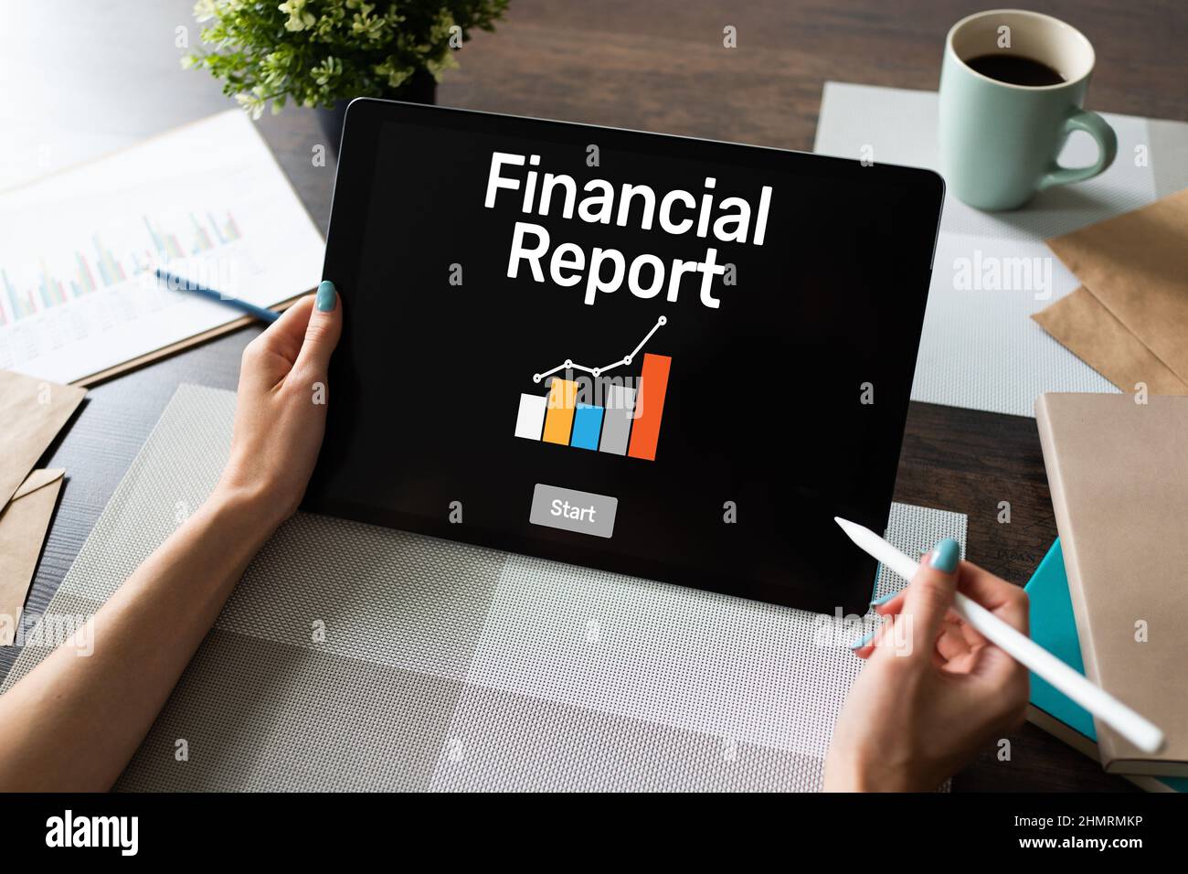Financial report with graph. Stock market trading, accounting and ...