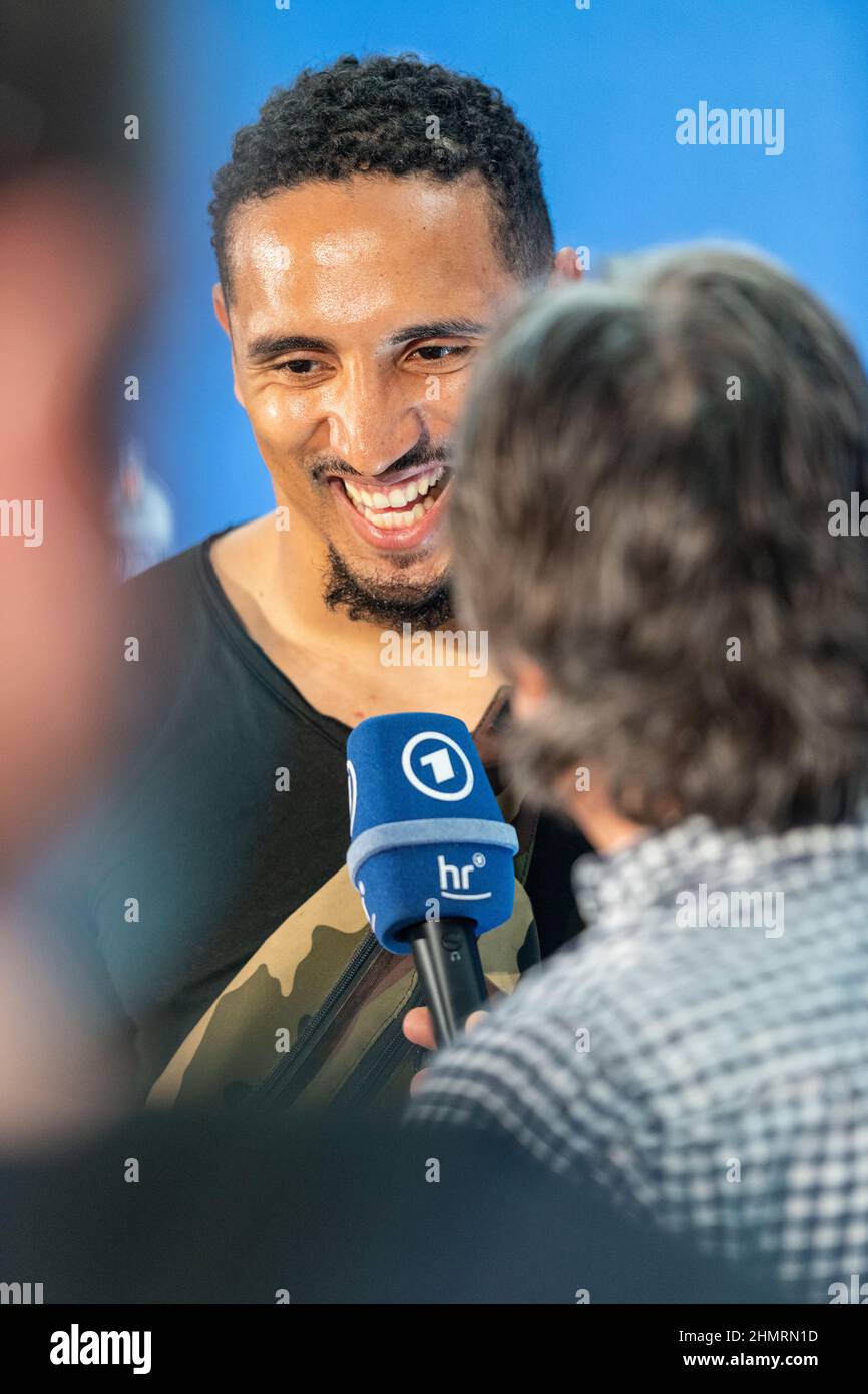 Los Angeles, USA. 11th Feb, 2022. NFL pro Jakob Johnson gives an ...