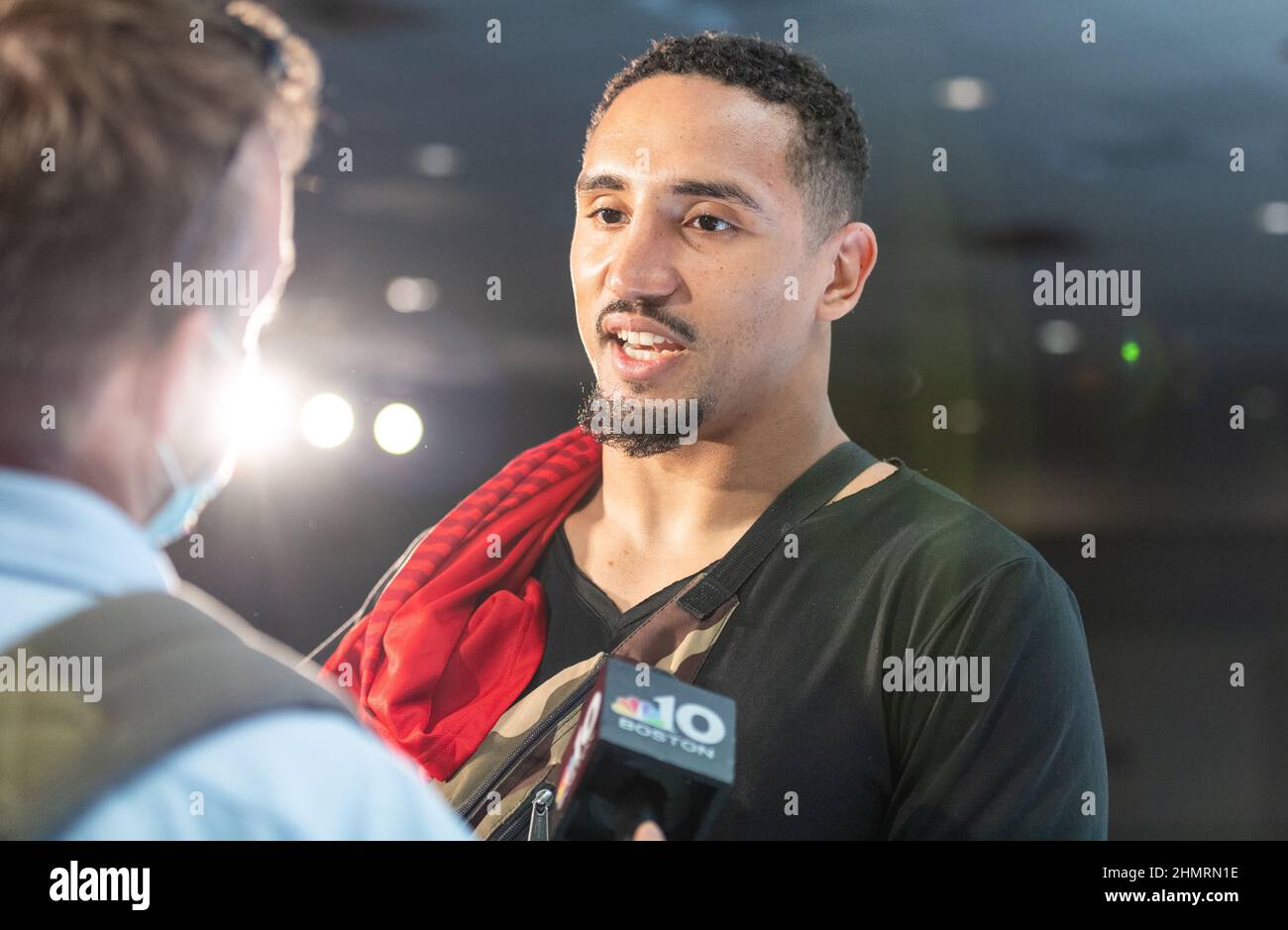 Los Angeles, USA. 11th Feb, 2022. NFL pro Jakob Johnson gives an ...