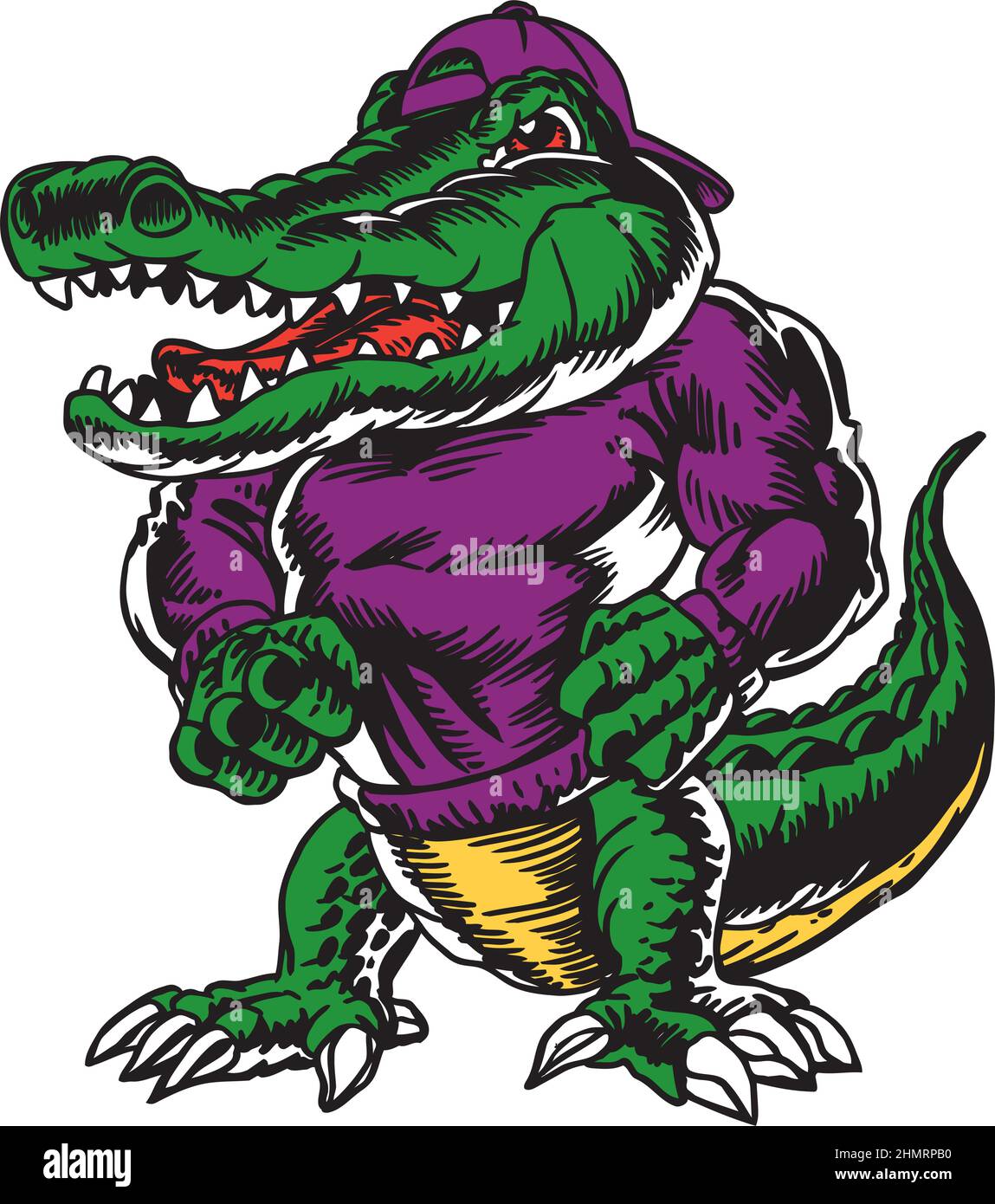 Gator Mascot Standing Tough Vector Illustration Stock Vector Image ...