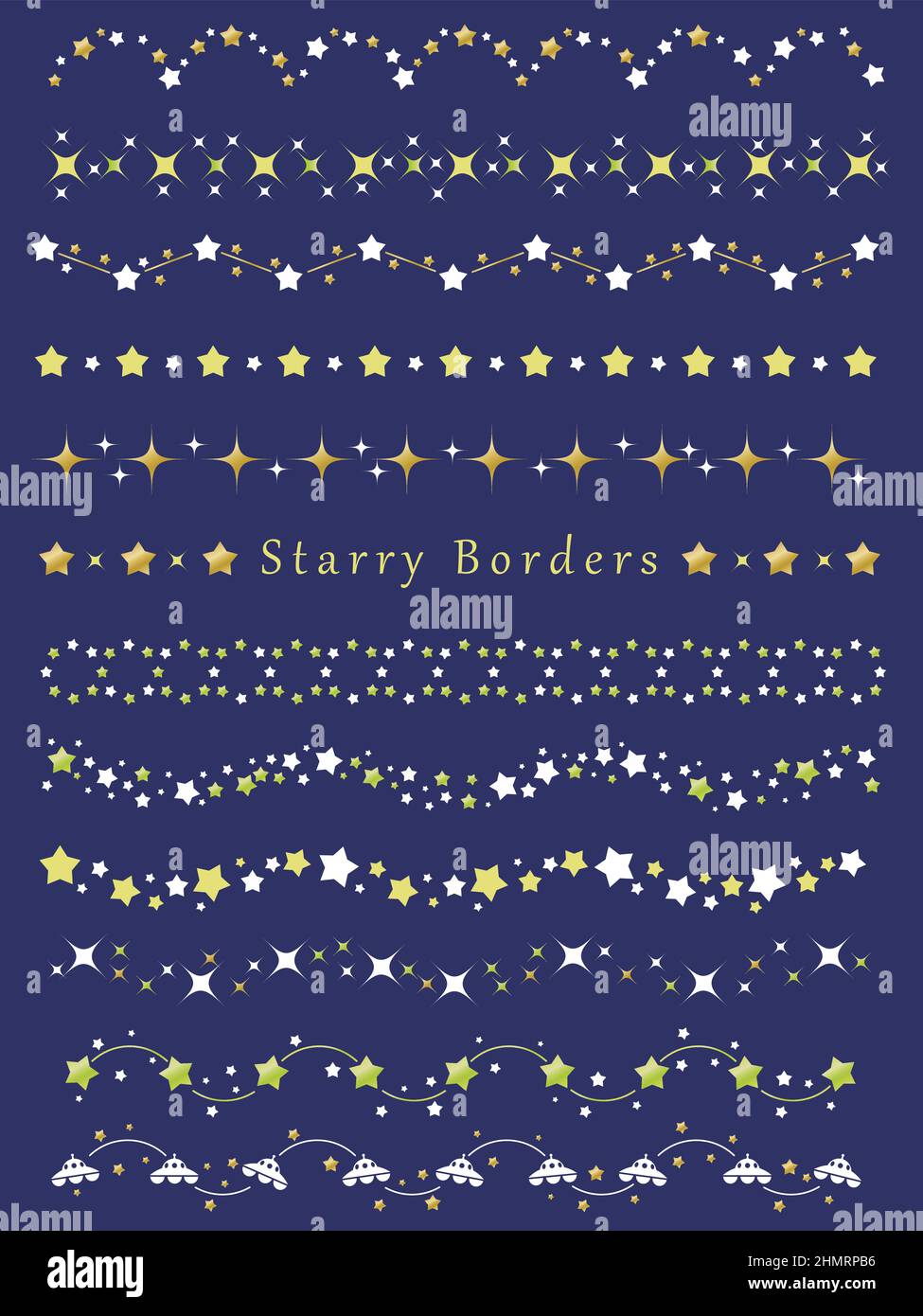 Set Of Star Pattern Borders Isolated On A Dark Background. Vector ...