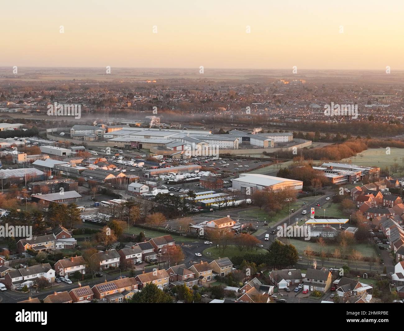 Peterborough, UK. 11th Feb, 2022. HMP Peterborough Prison (top) in ...