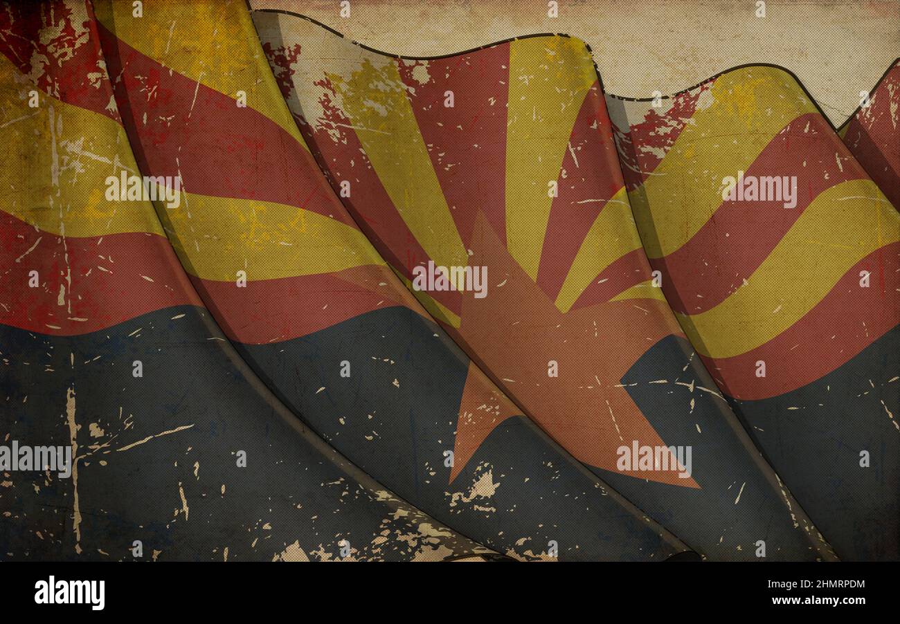 Background illustration of an old paper with a print of a waving Flag ...