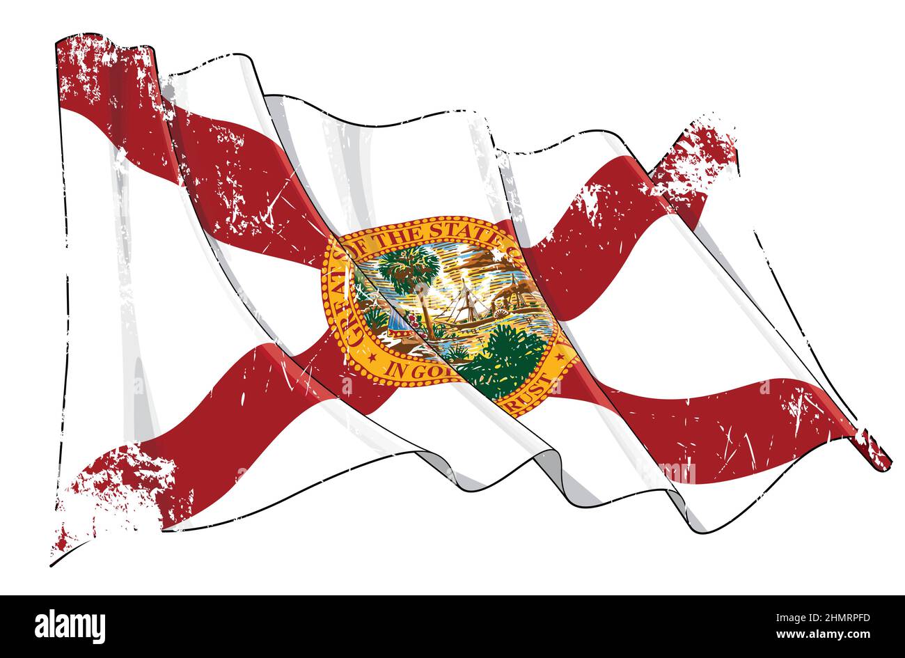 Vector Textured Grunge illustration of a Waving Flag of the State of ...