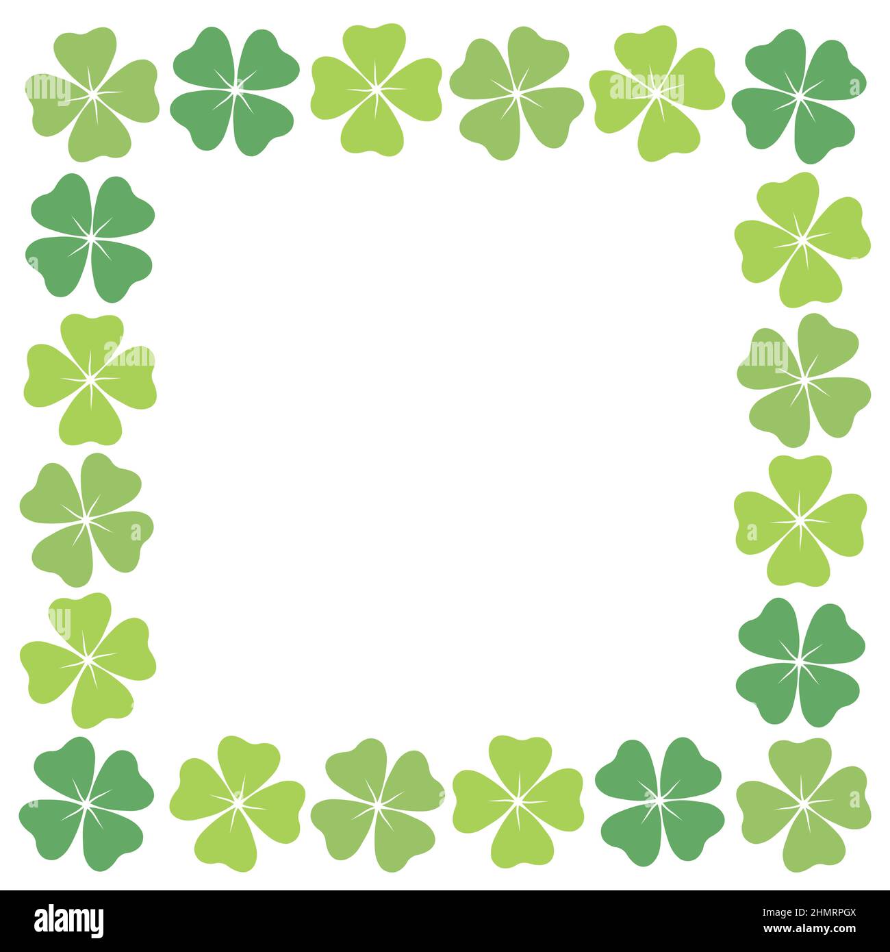 Four-leaf clover square frame isolated on a white background. Vector ...