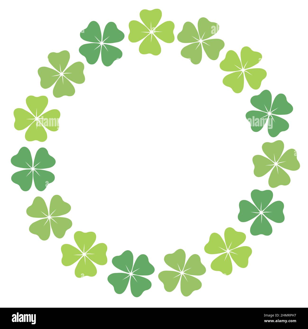 Four-leaf clover round frame isolated on a white background. Vector ...