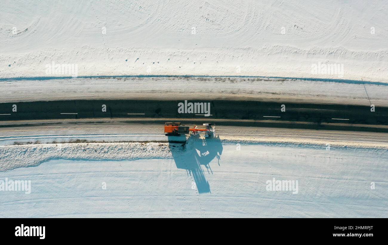 Aerial 4k top view snow hi-res stock photography and images - Alamy
