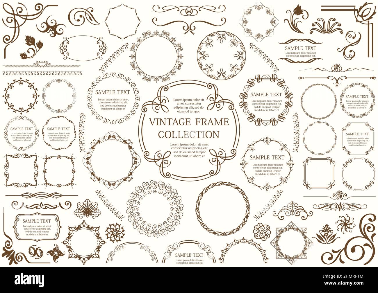Vintage frames set isolated on a plain background. Vector illustration ...