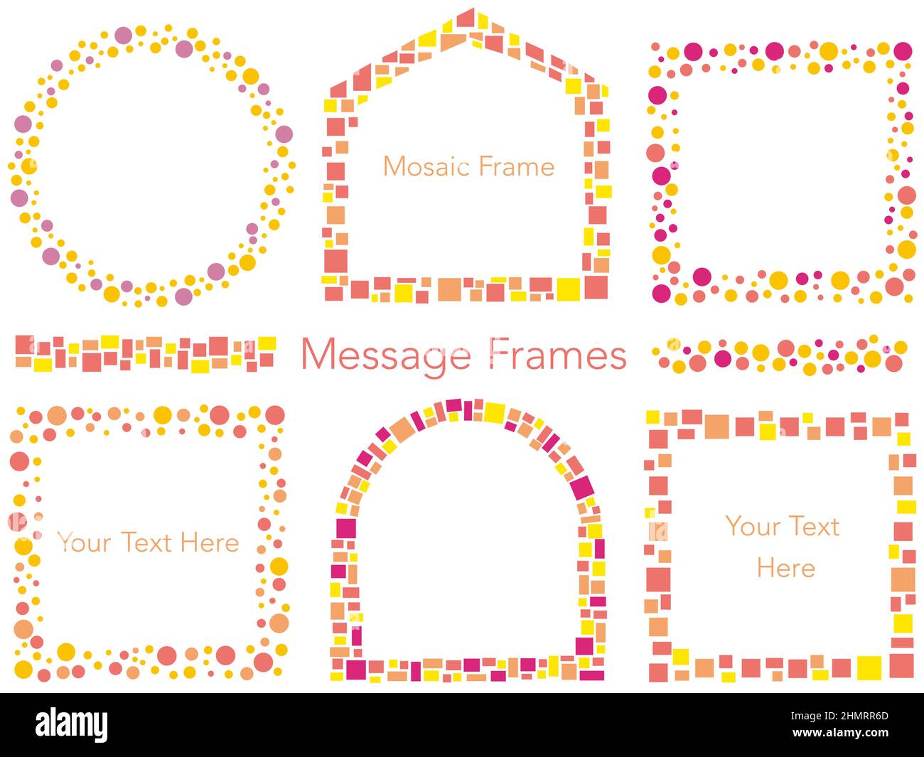 Set of vector mosaic frames in autumn colors isolated on a white ...