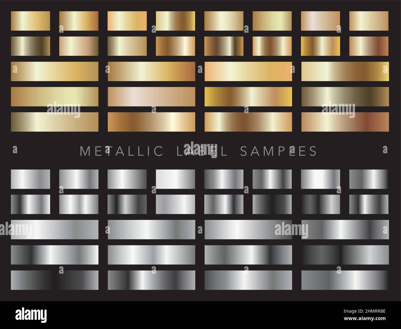 Metallic label samples set isolated on a black background, vector ...