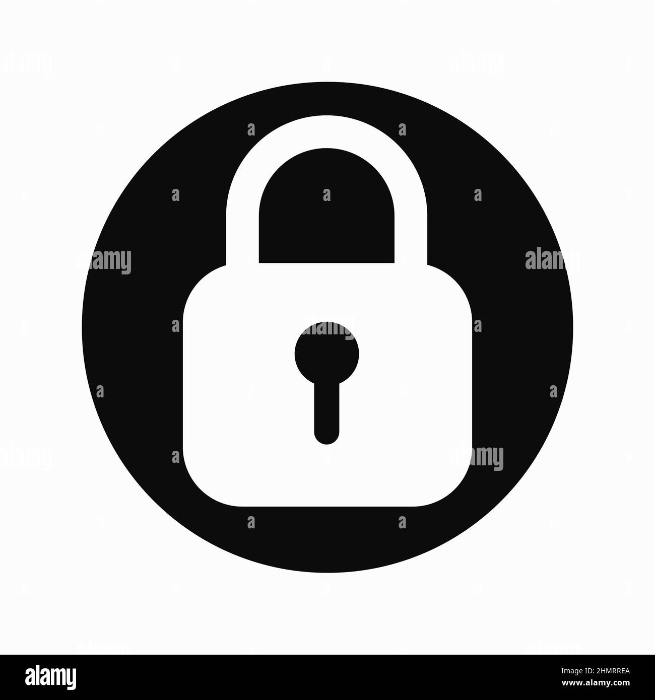 White padlock in black circle icon design on isolated white background ...