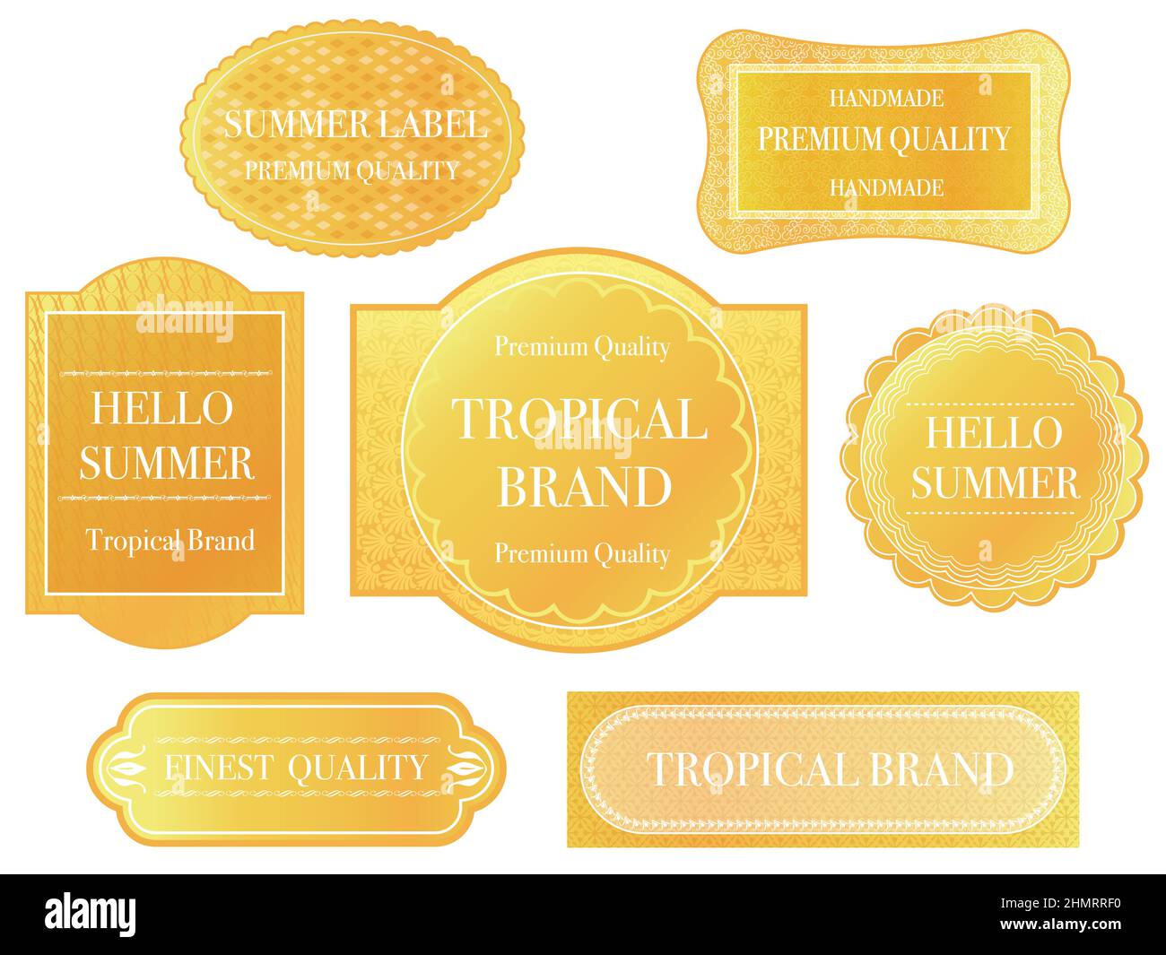 Yellow labels set with text space isolated on a white background ...