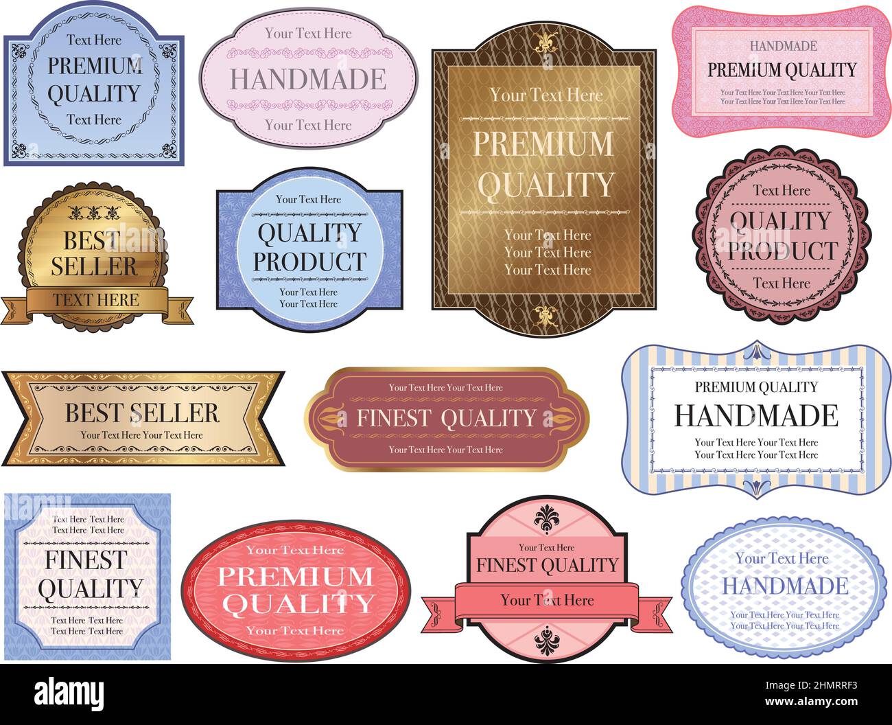 Vector label templates set with text space isolated on a white ...