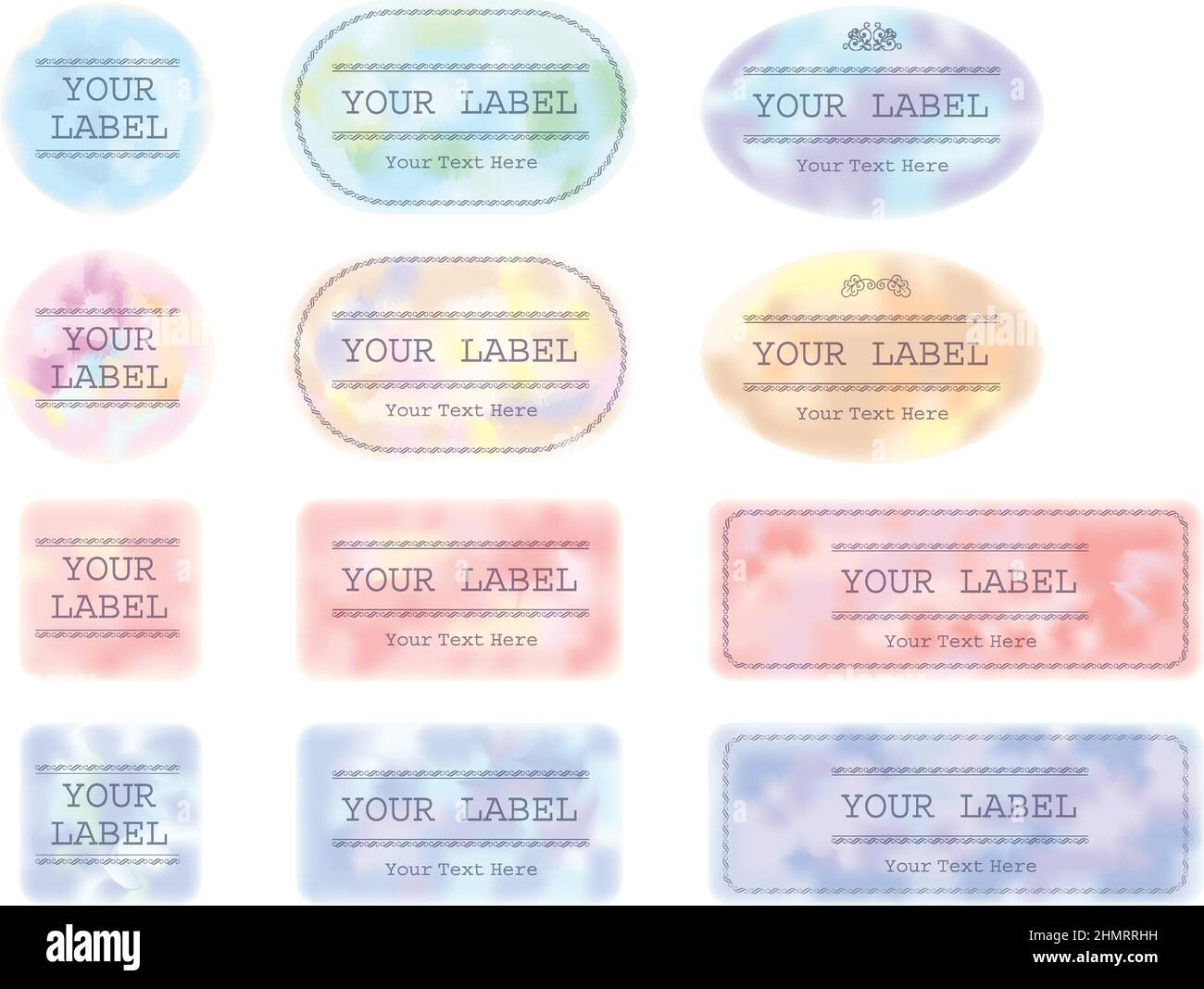 Watercolor Labels Set With Text Space Isolated On A White Background ...