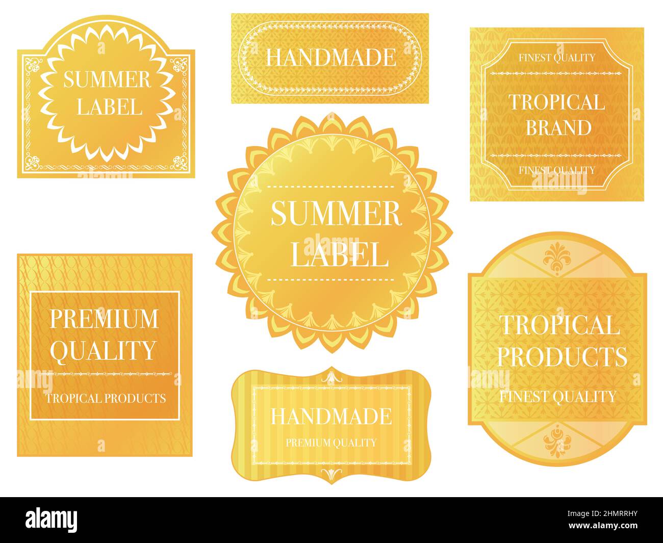 Set of yellow labels with text space isolated on a white background ...