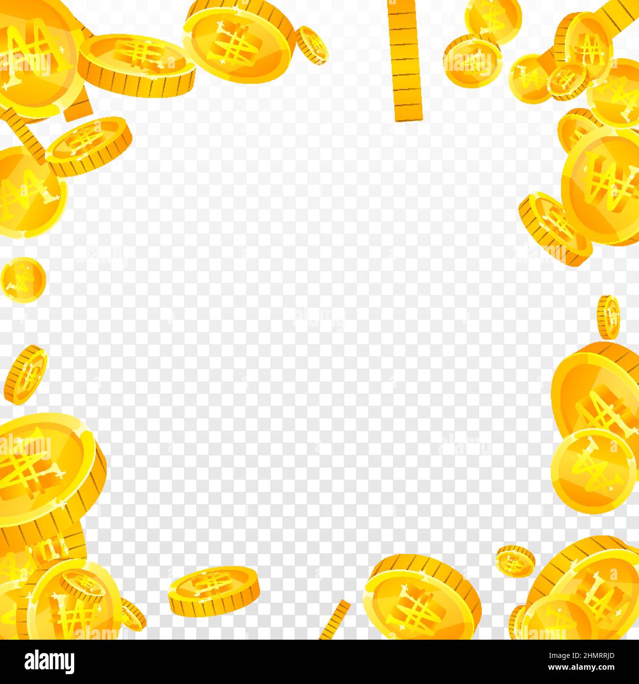 Korean won coins falling. Fancy scattered WON coins. Korea money. Extra ...