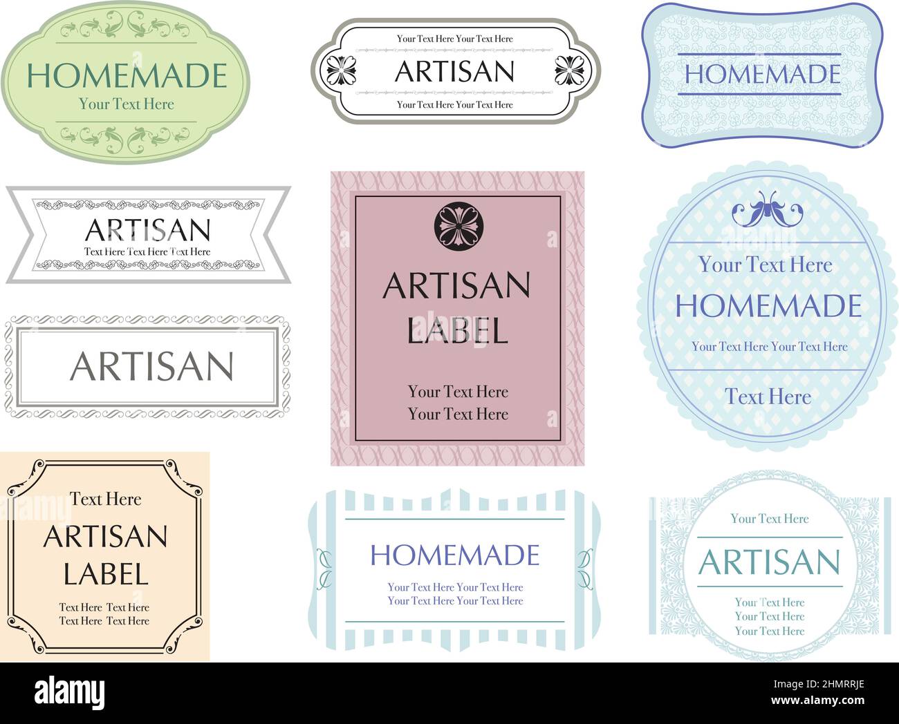 Set Of Pastel Color Labels With Text Space Isolated On A White ...