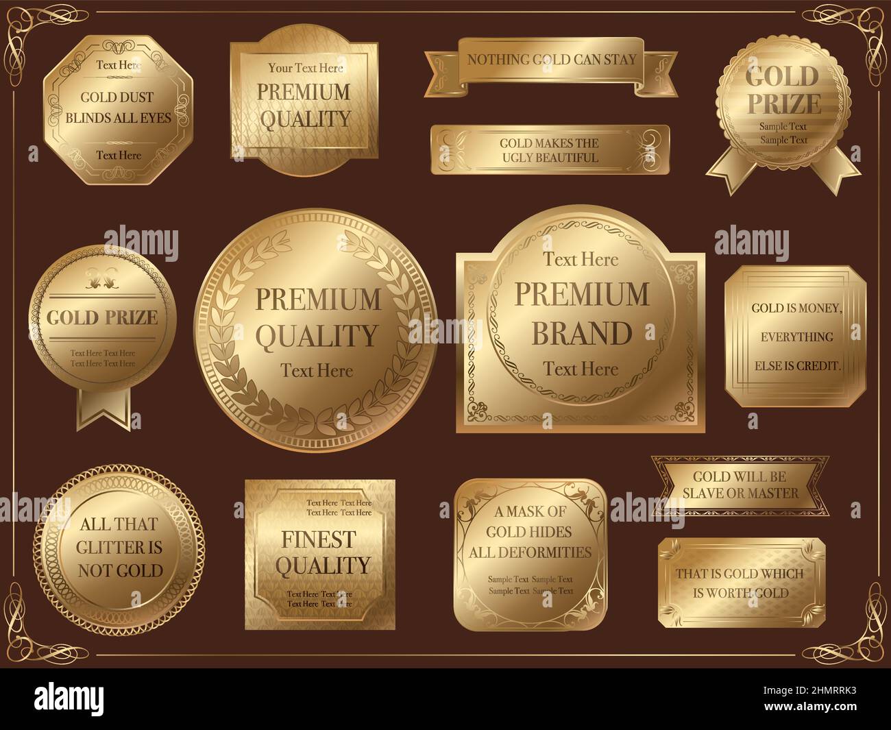 Golden foil labels hi-res stock photography and images - Alamy
