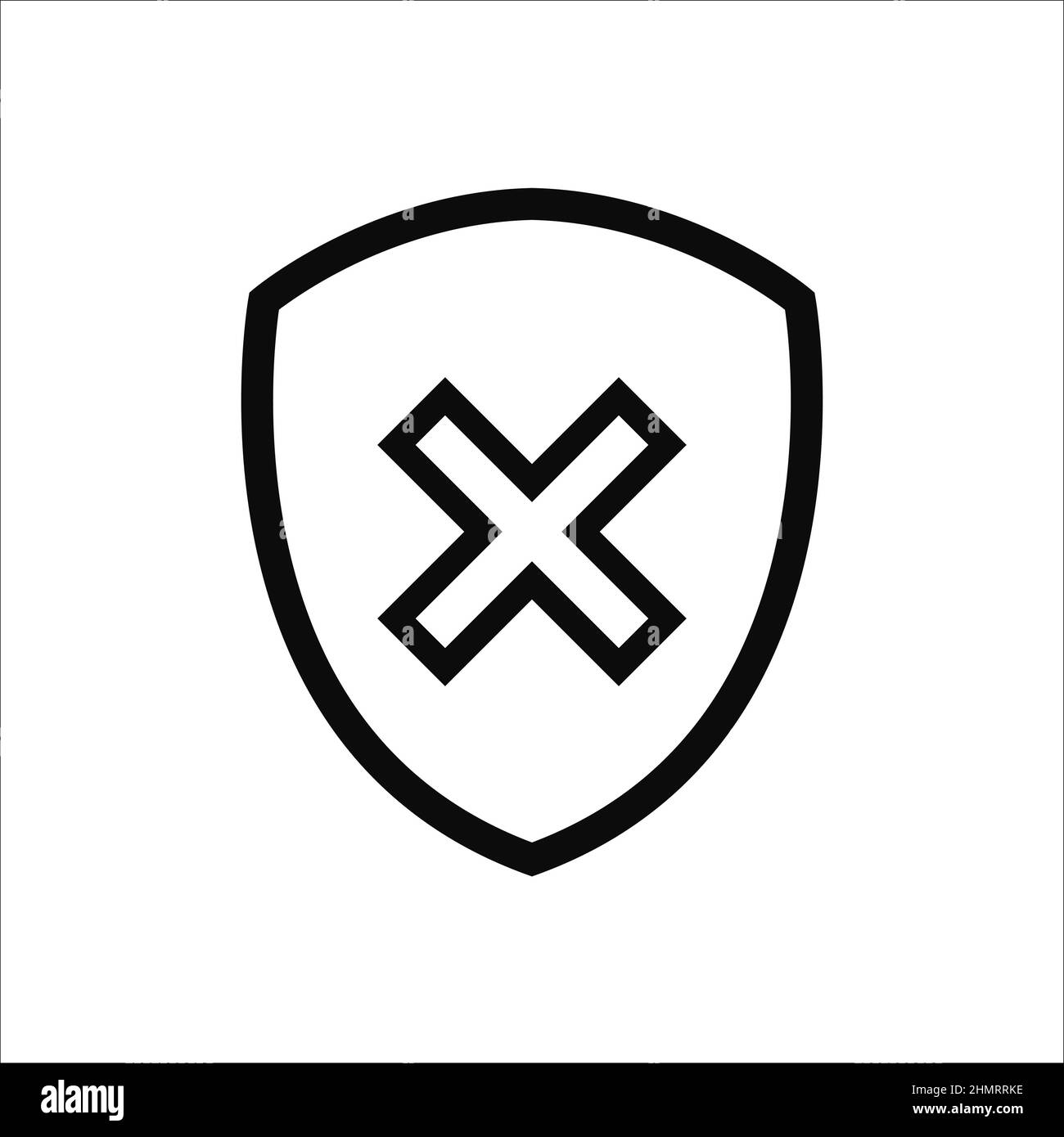 Shield check mark false icon or security shield danger protection icon ...