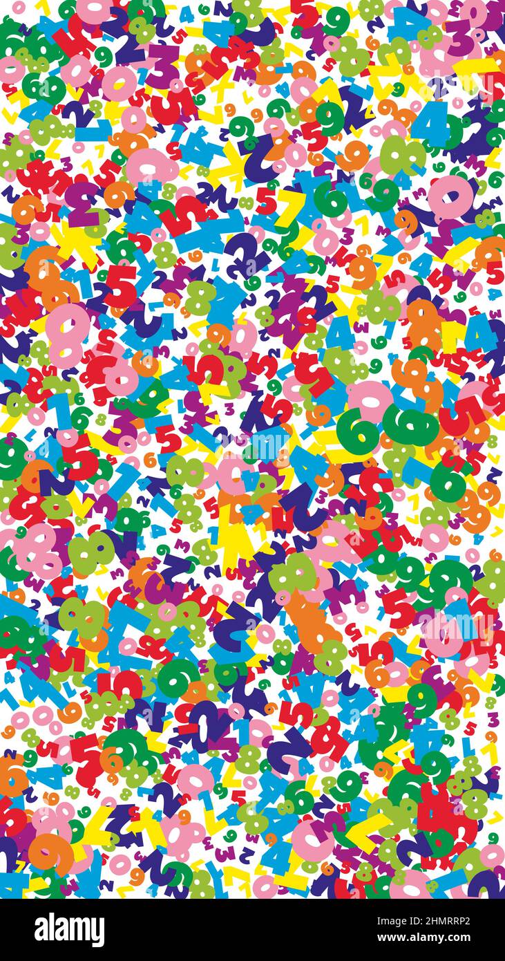 Falling bright numbers. Math study concept with flying digits. Sightly ...