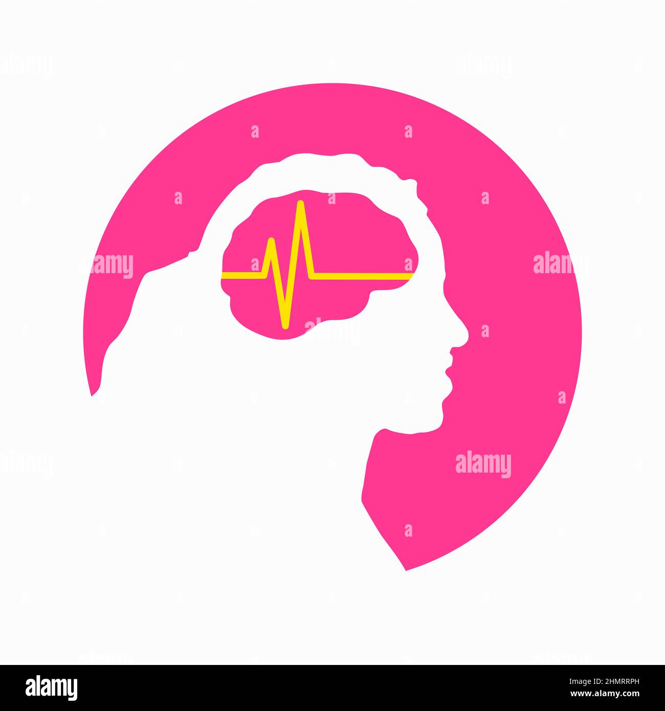 Illustration of woman or girl brain encephalography medical vector icon ...