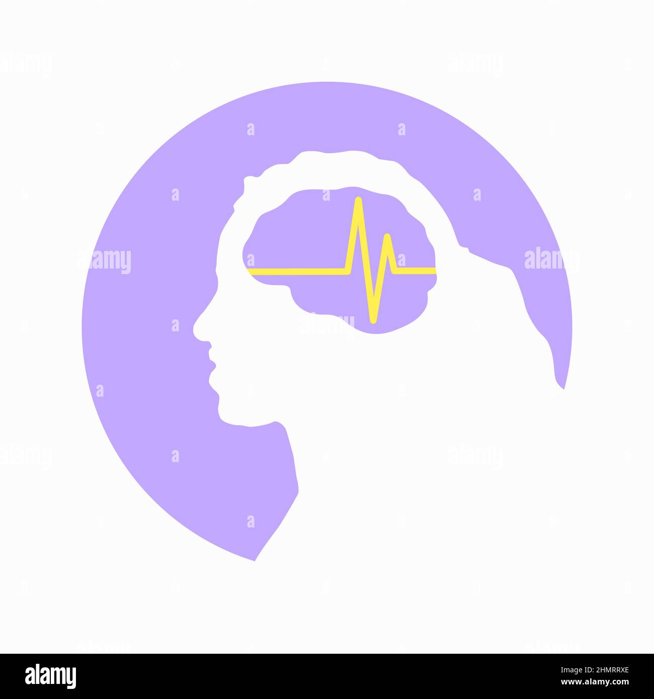 Illustration of woman or girl brain encephalography medical vector icon ...