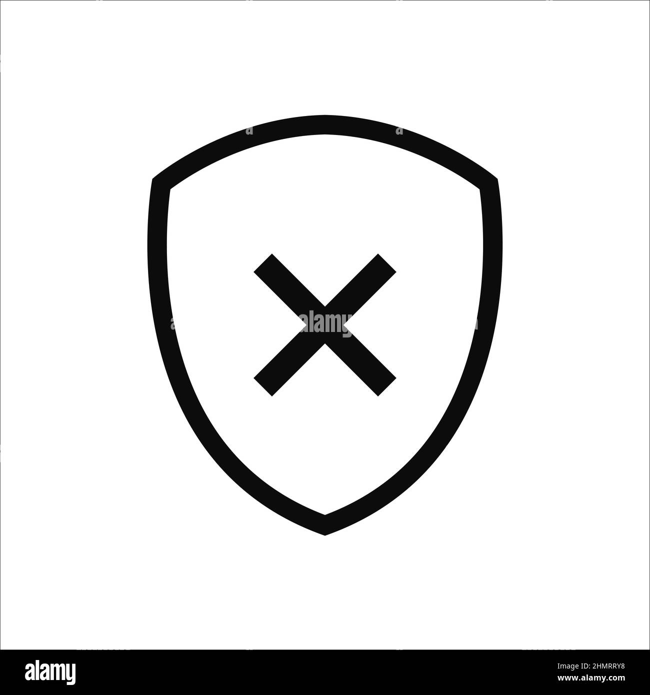 Shield check mark false icon or security shield danger protection icon ...