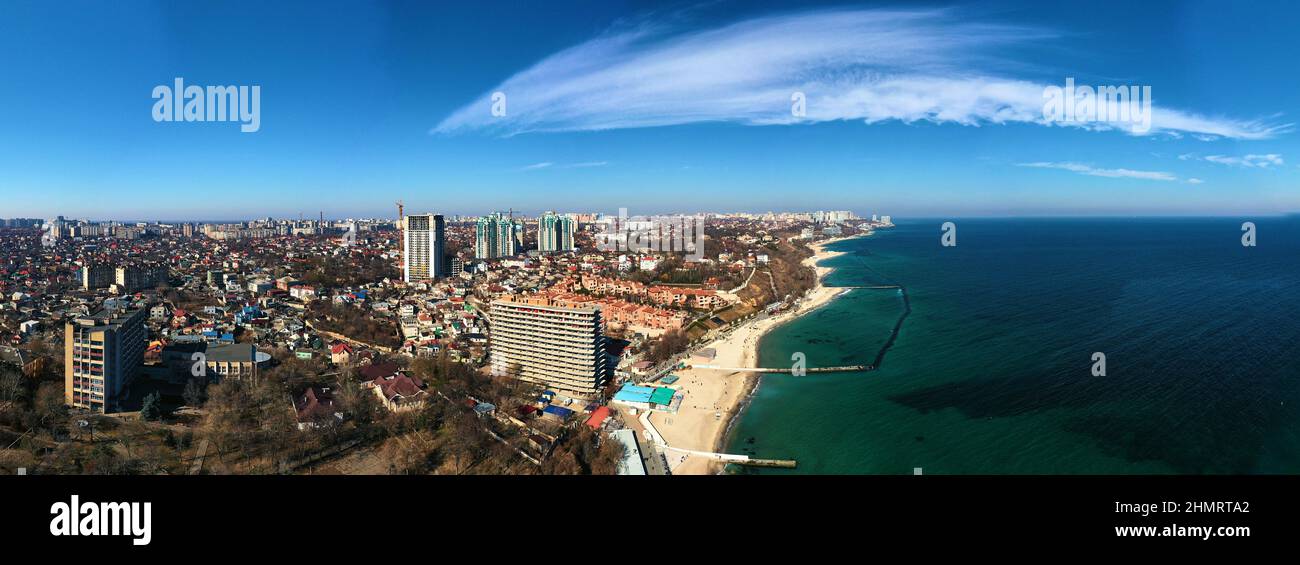 Air panorama the urbane landscape with Black Sea coastline and Golden ...