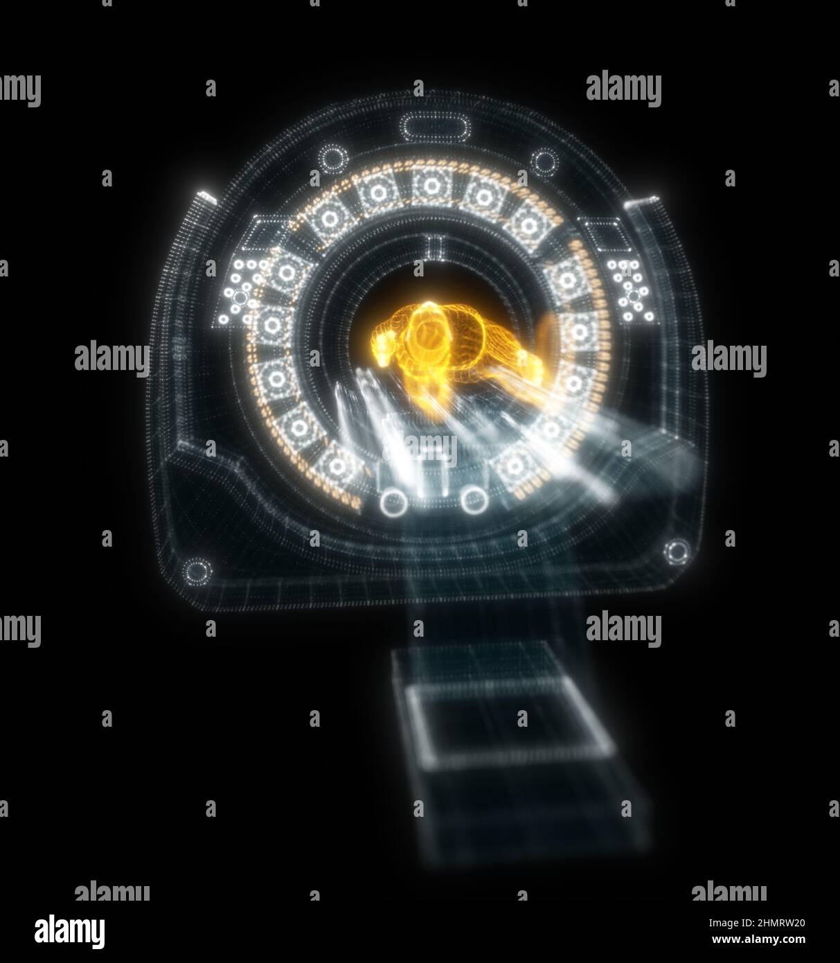 Digital MRI scan with patient Hologram. Medicine and Technology Concept ...
