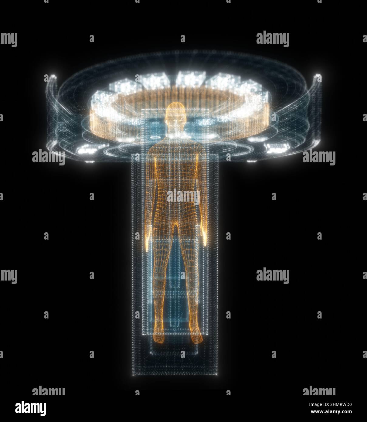 Digital MRI scan with patient Hologram. Medicine and Technology Concept ...
