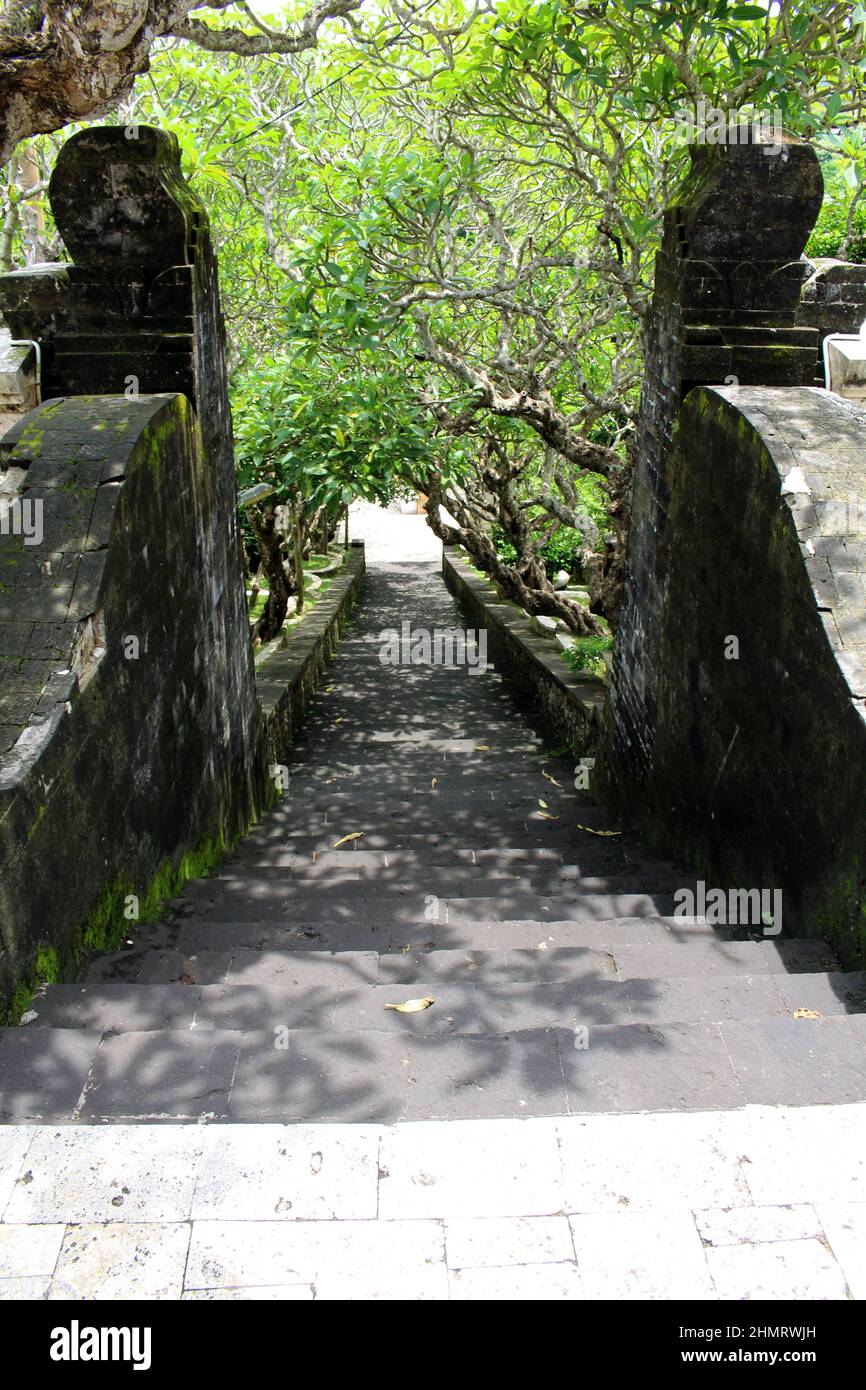 Stairs around Uluwatu Temple complex in Bali. Taken January 2022 Stock ...