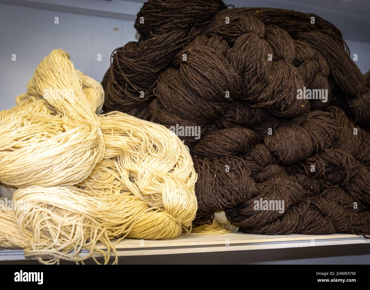wool yarn threads, close-up of yarn texture, knitting as a hobby ...