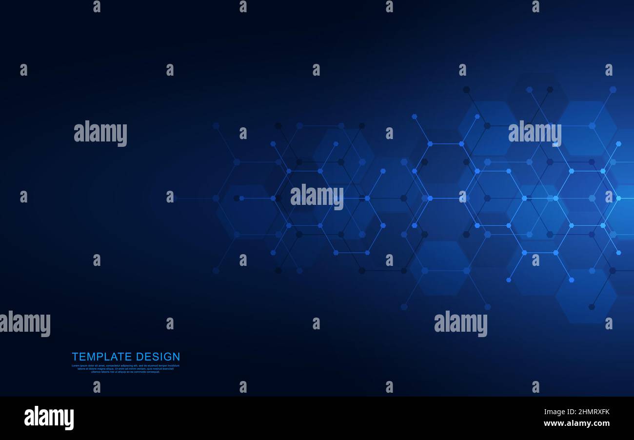 Geometric abstract background of innovation technology concept. Hexagon pattern, molecular ...
