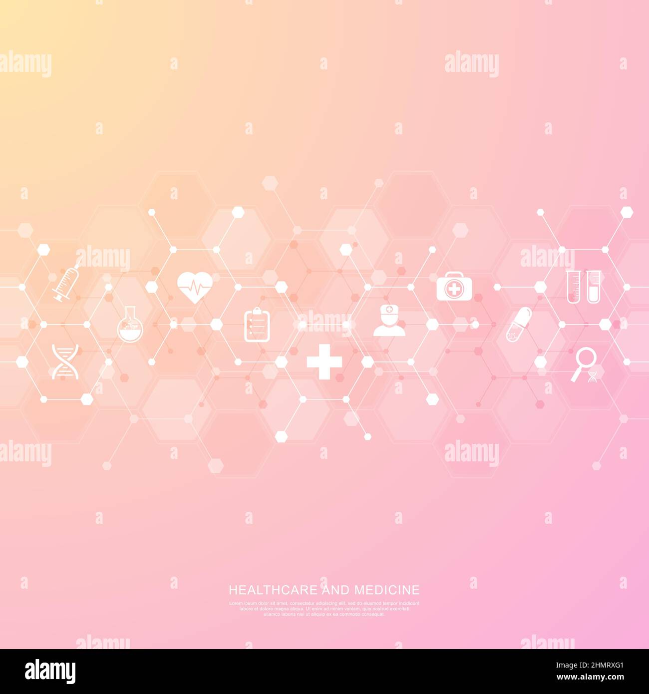 Medical background and healthcare technology with flat icons and ...