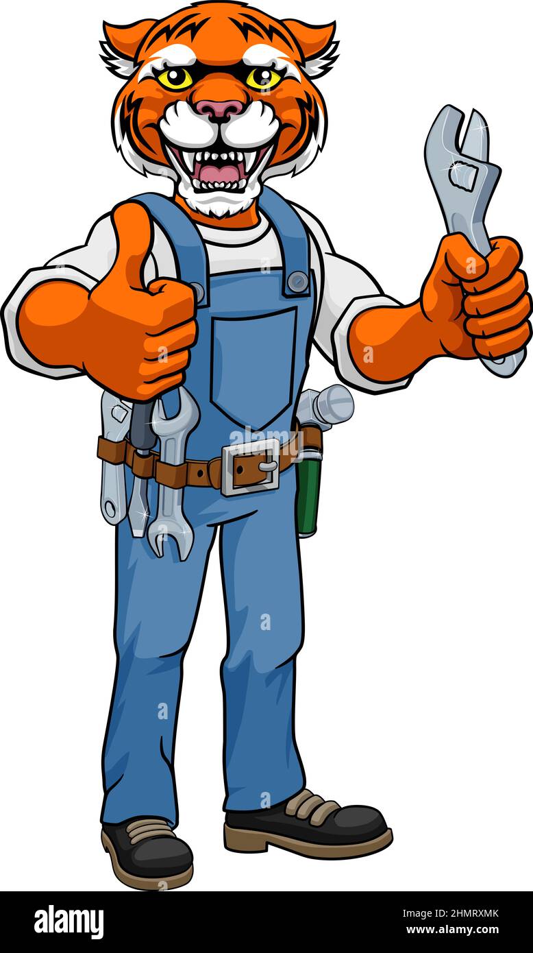 Tiger Plumber Or Mechanic Holding Spanner Stock Vector Image & Art - Alamy