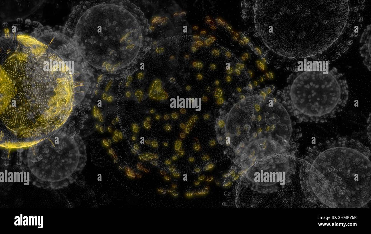 Close-up of virus under microscope, SARS-CoV-2 COVID-19 or NeoCoV Stock ...