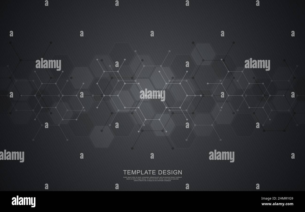 Geometric abstract background of innovation technology concept. Hexagon pattern, molecular ...