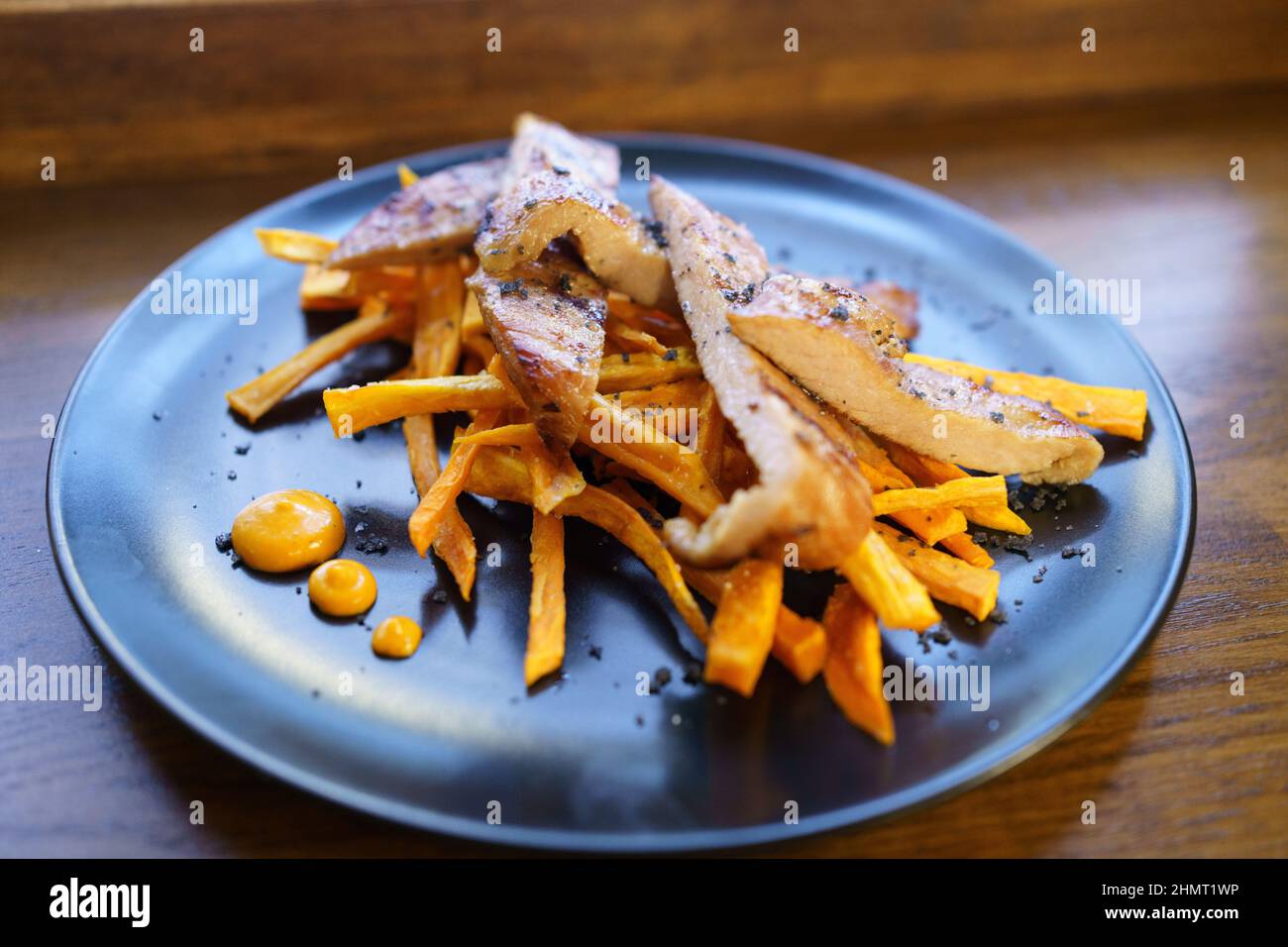Freshly cooked pork Secreto iberico with fried Stock Photo - Alamy