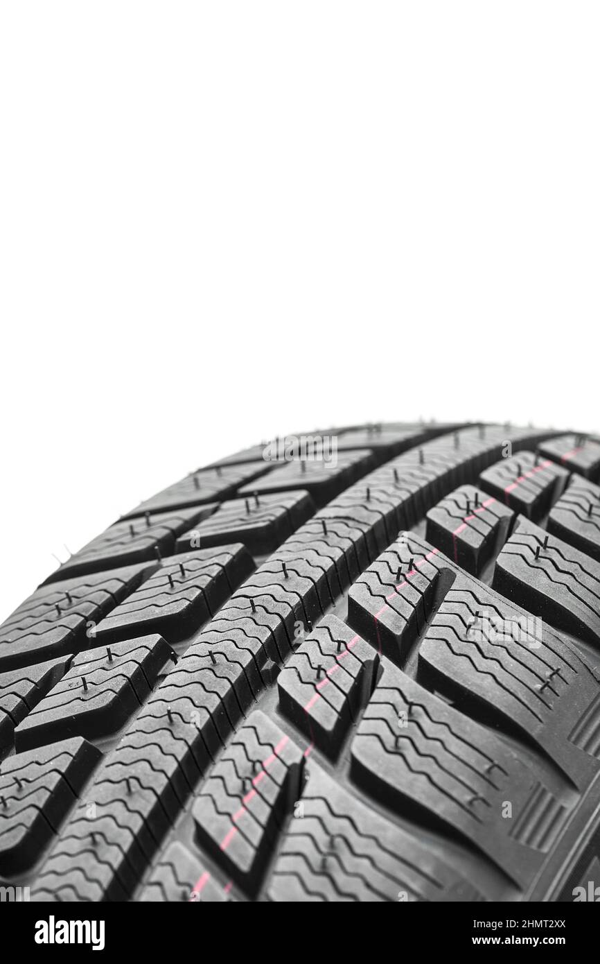 Winter Car tires close-up wheel profile structure on white background Stock Photo - Alamy