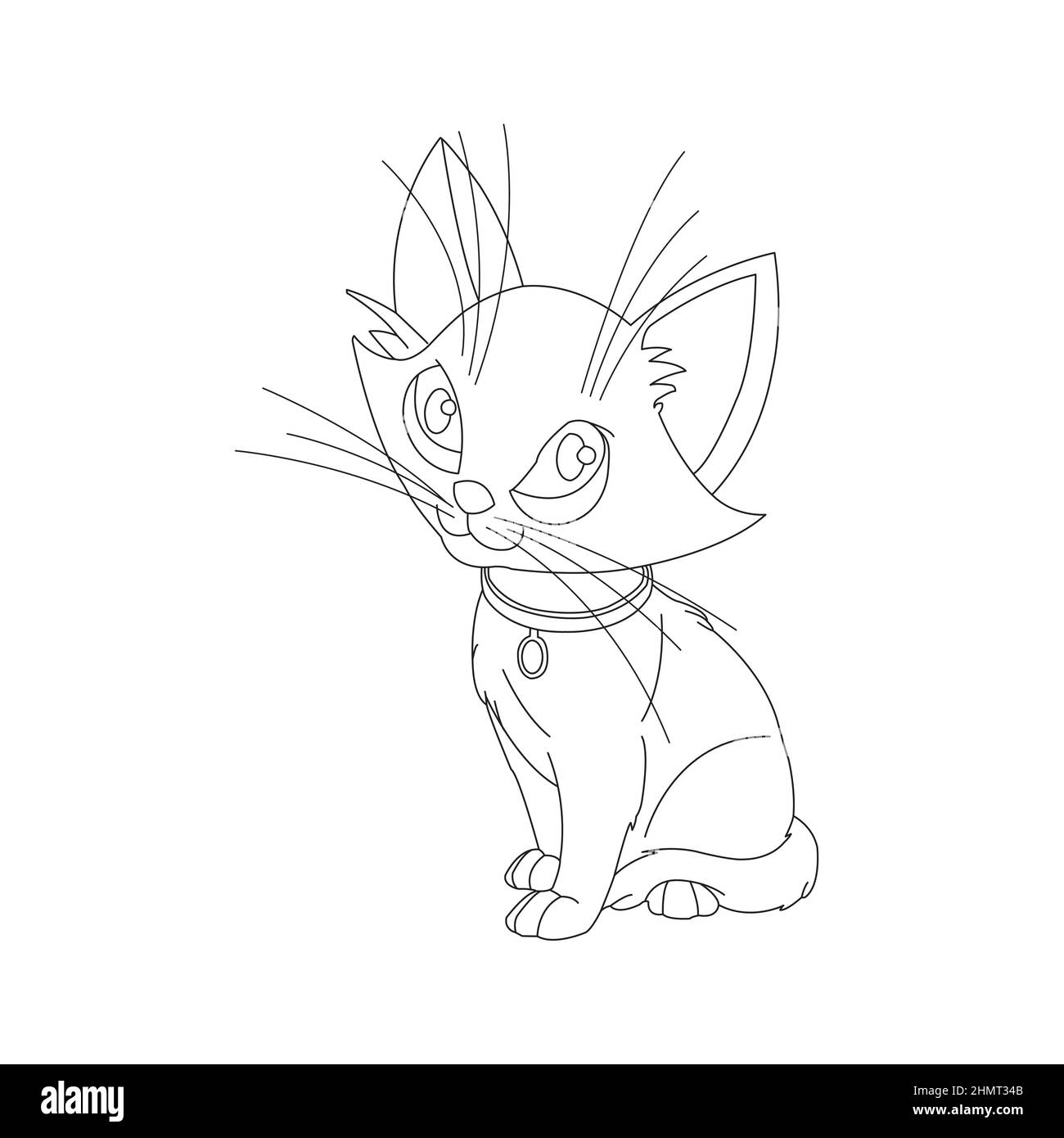 Coloring page outline of cute cat Animal Coloring page cartoon vector ...
