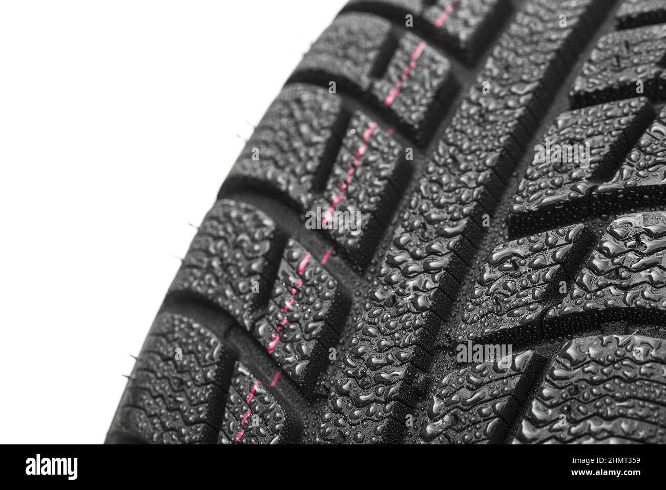 Car tires close-up Winter wheel profile structure with water drops on white background Stock ...