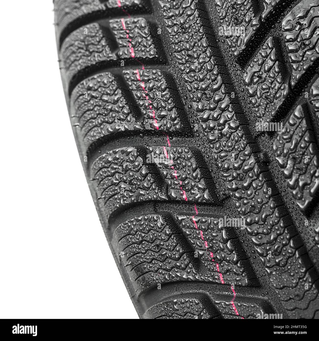 Car tires close-up Winter wheel profile structure with water drops on white background Stock ...