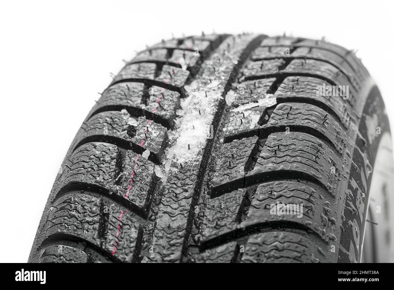 Car tires close-up Winter wheel profile structure with snow on white background Stock Photo - Alamy