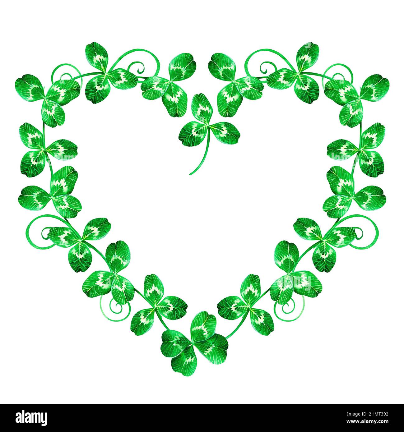 A heart made of clover. St. Patrick's Day. Valentine's day. Watercolor ...