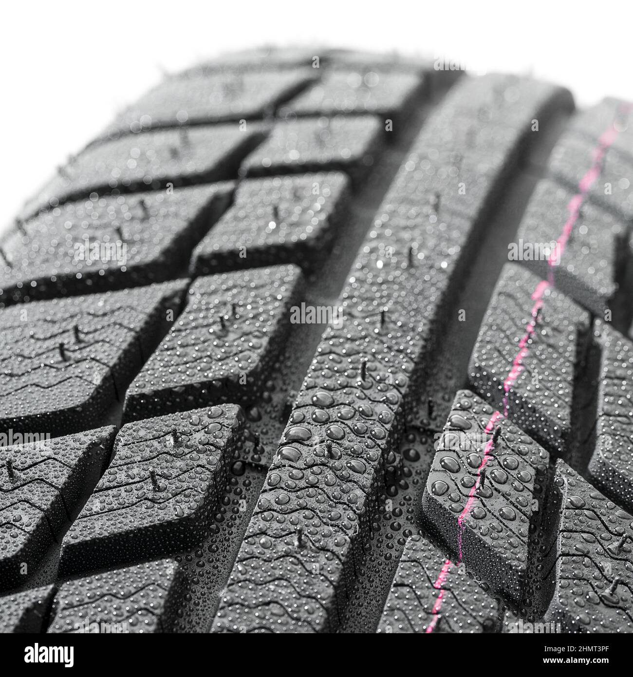 Car tires close-up Winter wheel profile structure with water drops on white background Stock ...