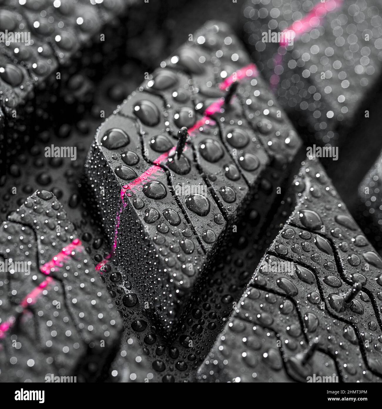 Car tires close-up Winter wheel profile structure with waterdrops Stock ...