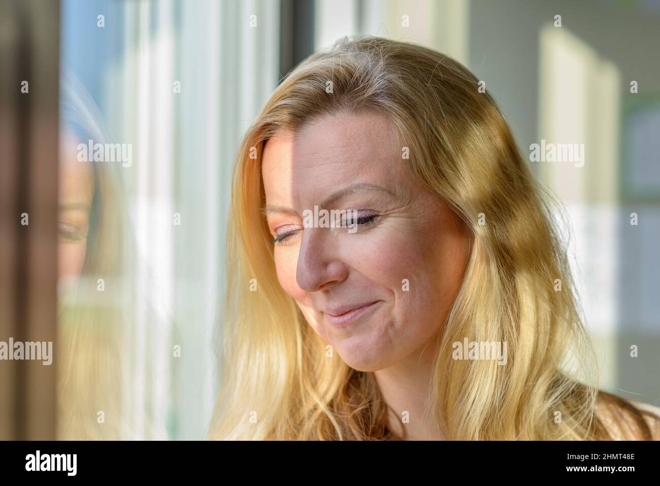 Woman eyes closed shadow frown hi-res stock photography and images - Alamy
